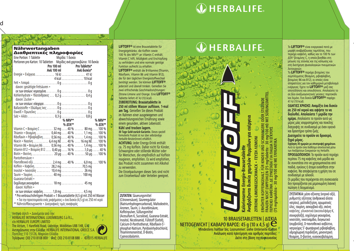 Lift Off® - Effervescent Lemon Flavored Energy Drink 10 tablets ...